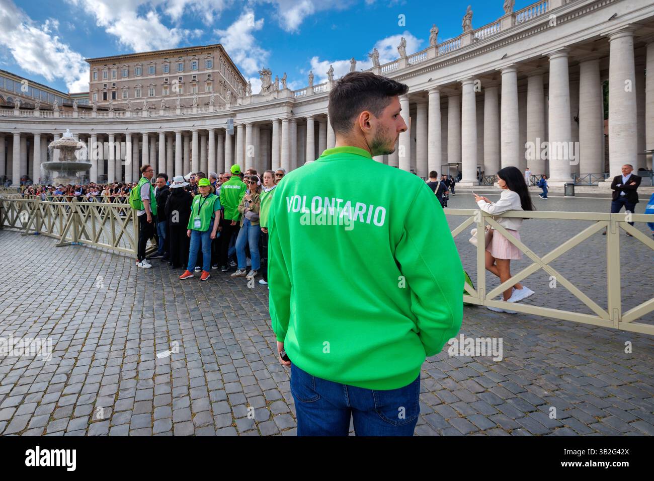 Vatican City, Vatican - April 25, 2025: Volunteers busy in St. Peter's ...