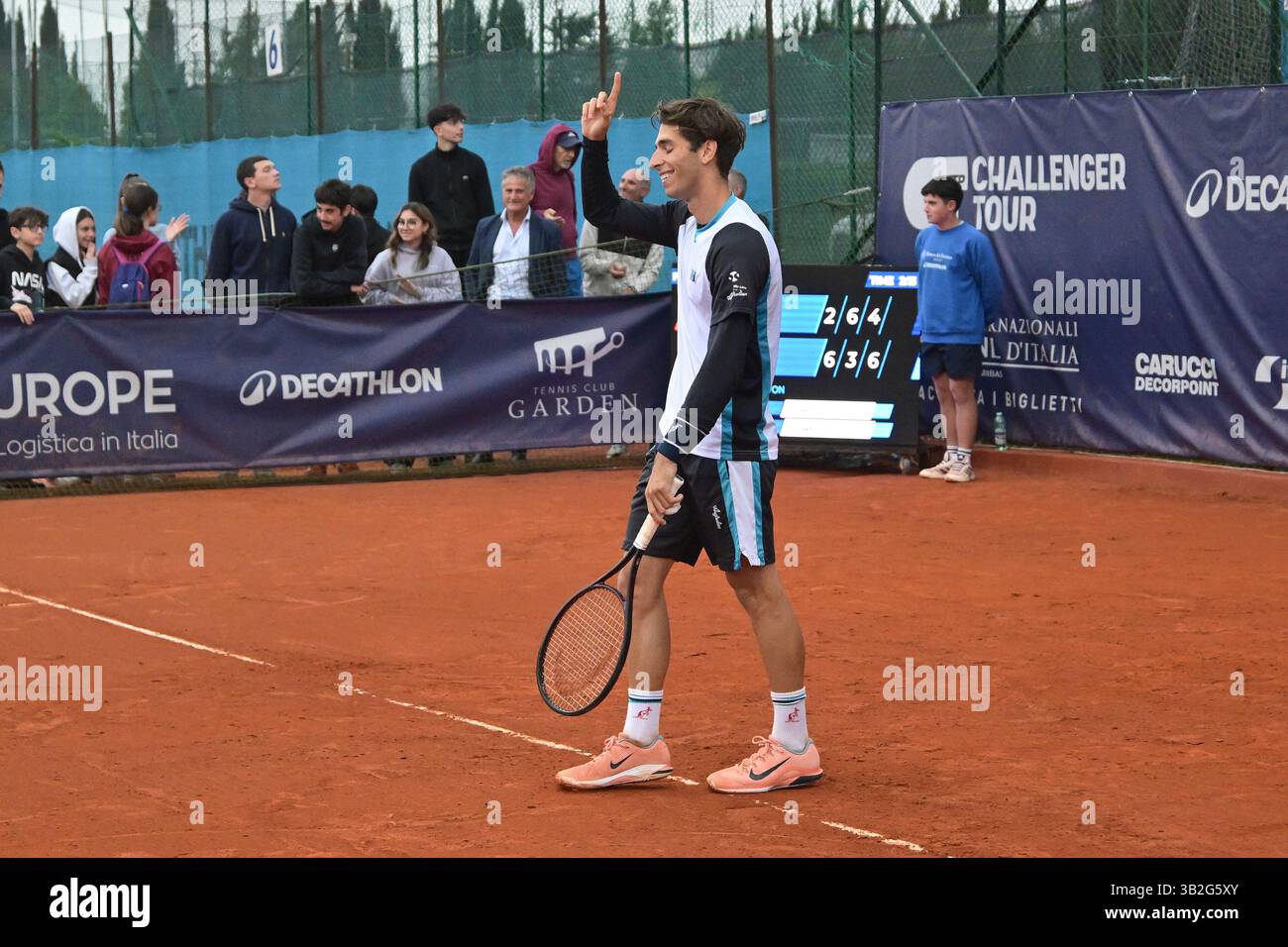 Rome, Italy. 27 April, 2025. Matteo Gigante (ITA) celebrates the ...