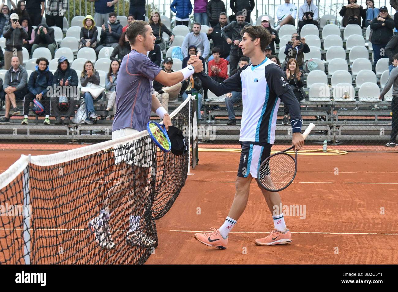 Rome, Italy. 27 April, 2025. Hand shake between Vilius Gaubas (LTU) and ...
