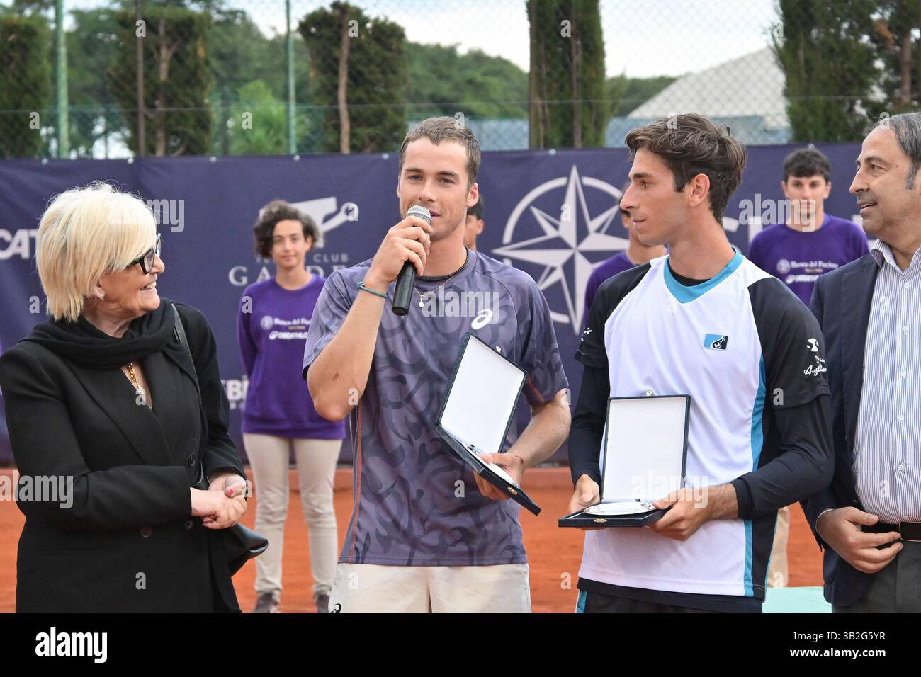 Rome, Italy. 27 April, 2025. Vilius Gaubas (LTU) and Matteo Gigante ...