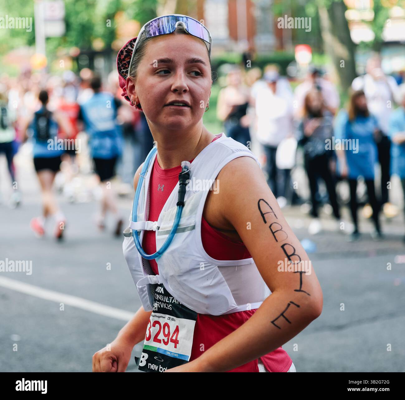 London, UK. 27 April, 2025. Runner names Abbie with her name markied on ...