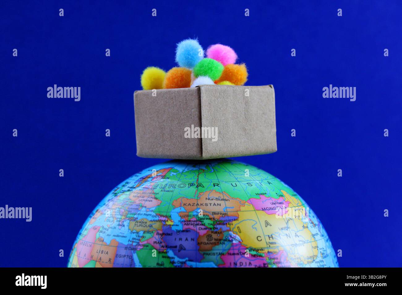 Earth map on cardboard hi-res stock photography and images - Alamy