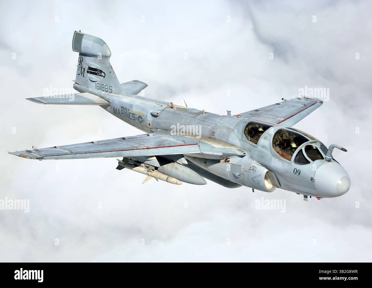 The Northrop Grumman EA-6B Prowler, twin-engine, four-seat, mid-wing ...