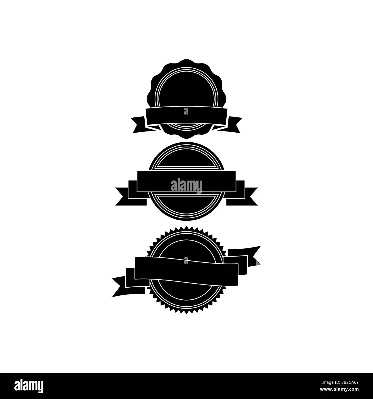 Set of Four Vintage Badge Icons with Ribbons and Decorative Themes ...
