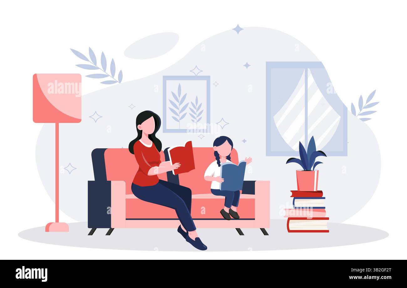 Mother child together indoors Stock Vector Images - Alamy