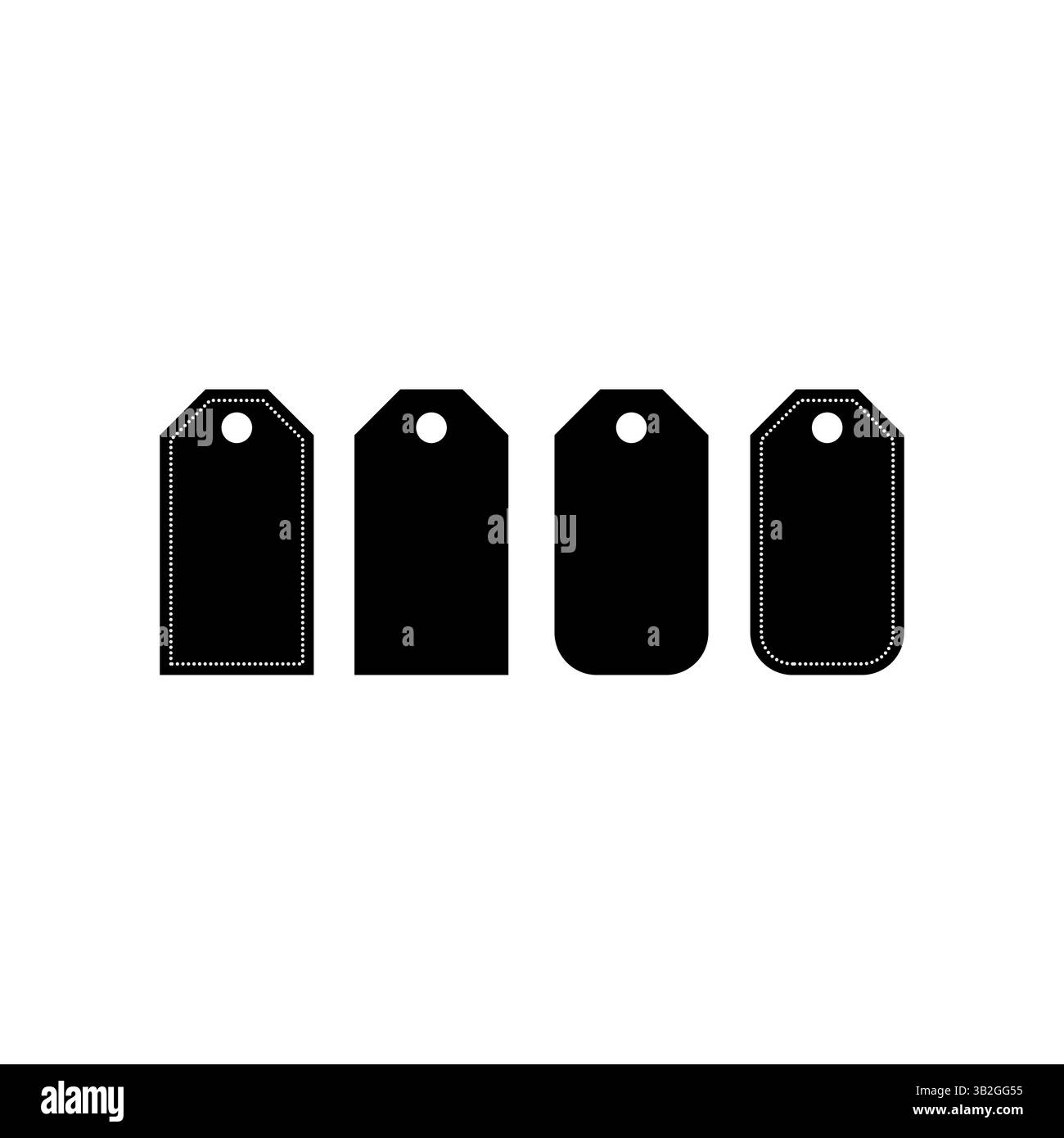 Set of Black Tags with Various Outline Styles and Designs Stock Vector ...