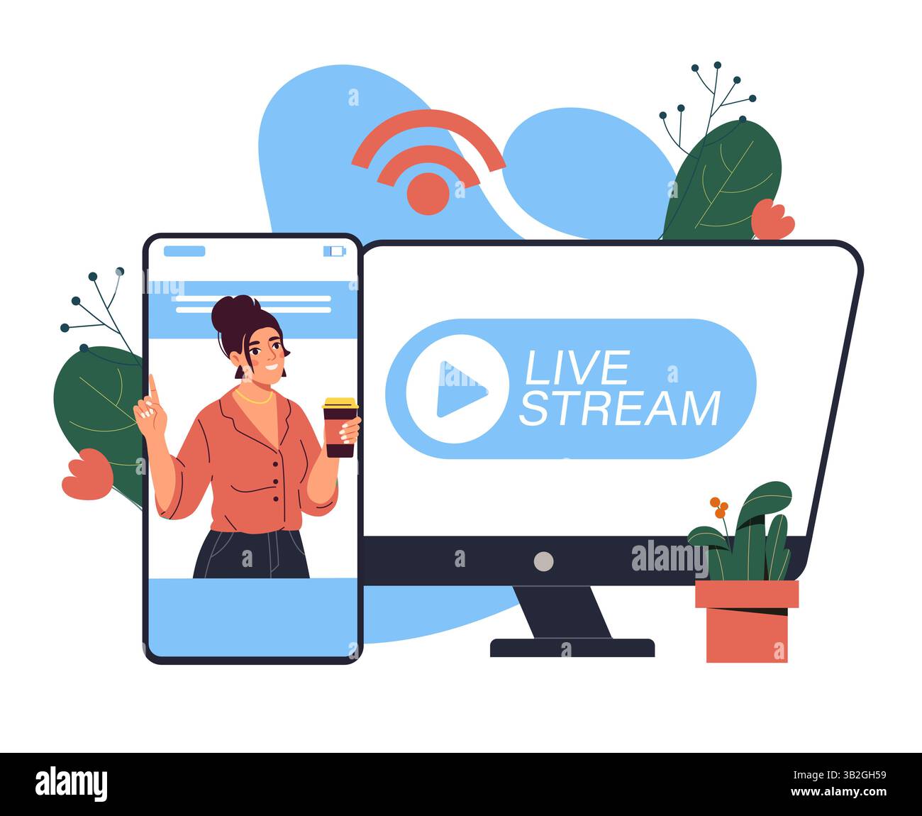 Livestream coffee Stock Vector Images - Alamy