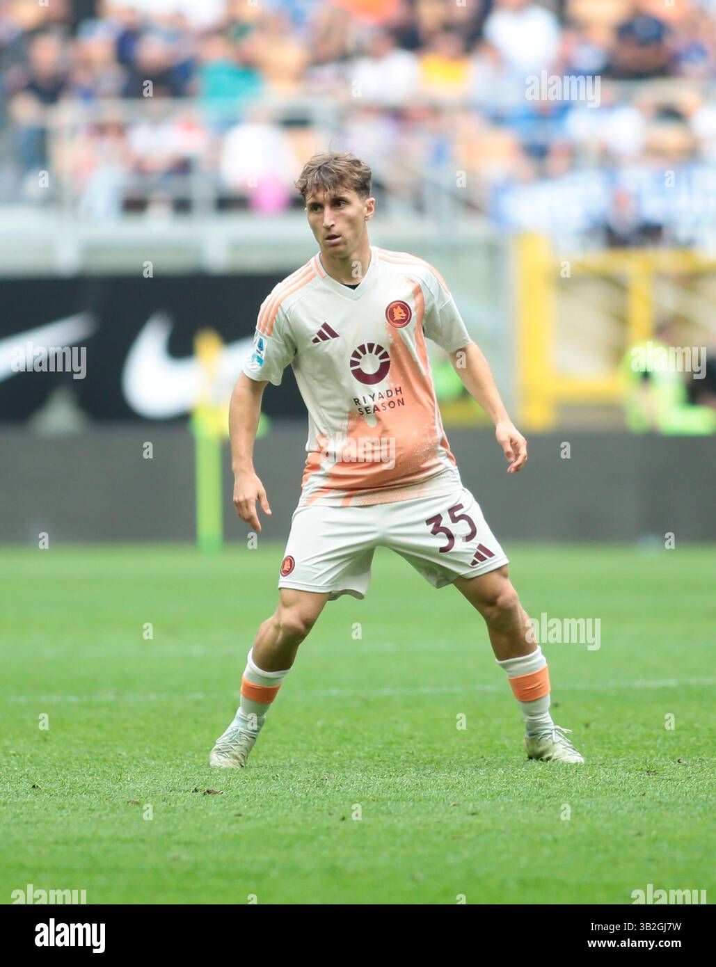 Milan, Italy. 27th Apr, 2025. Tommaso Baldanzi of AS Roma during the ...