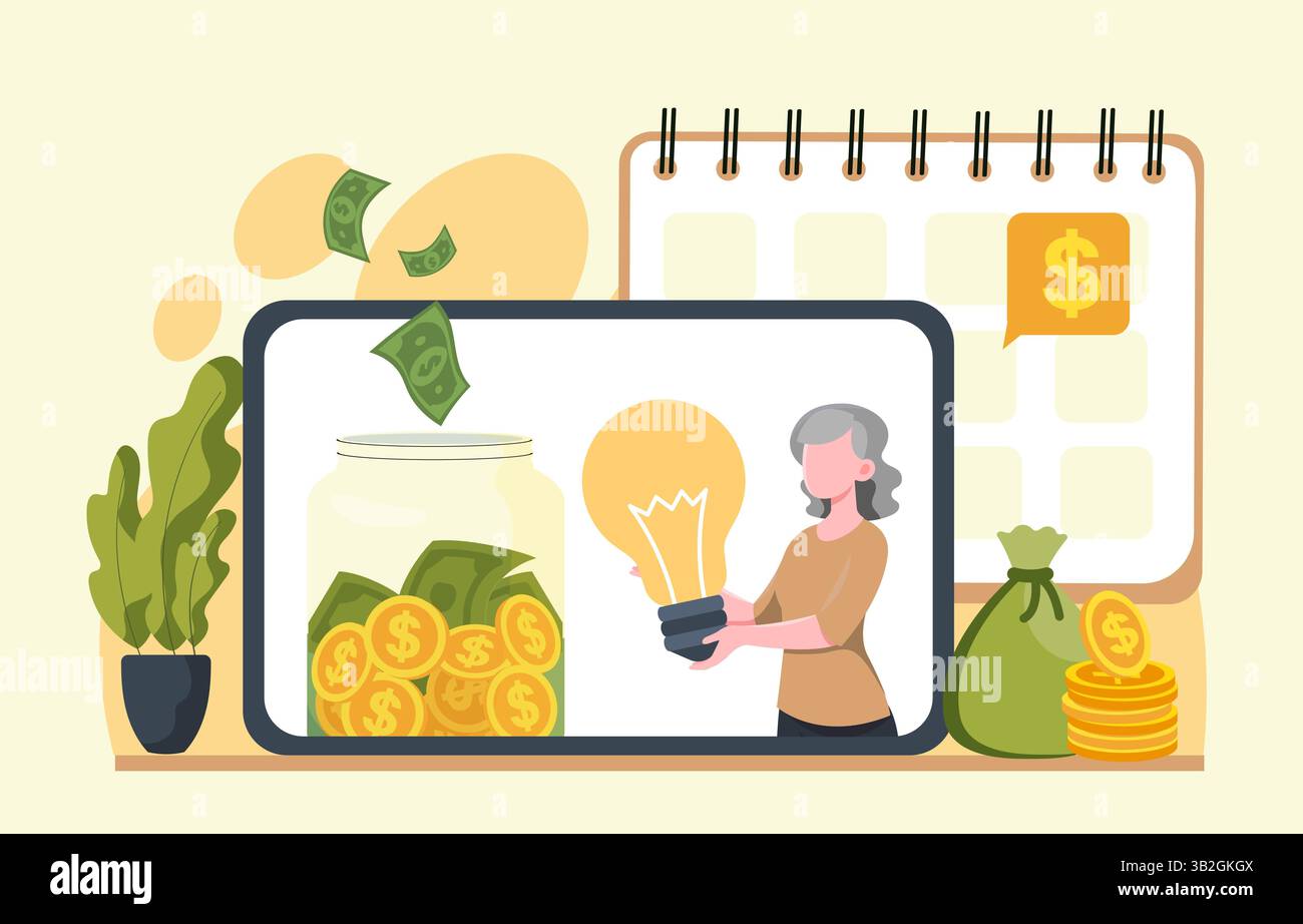 Financial planning and savings concept. Vector illustration Stock ...
