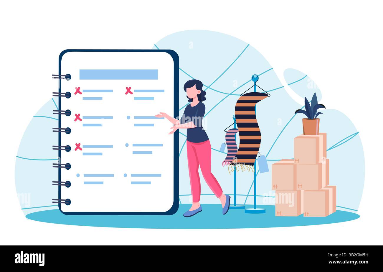 Product checklist and inventory concept. Vector illustration Stock ...