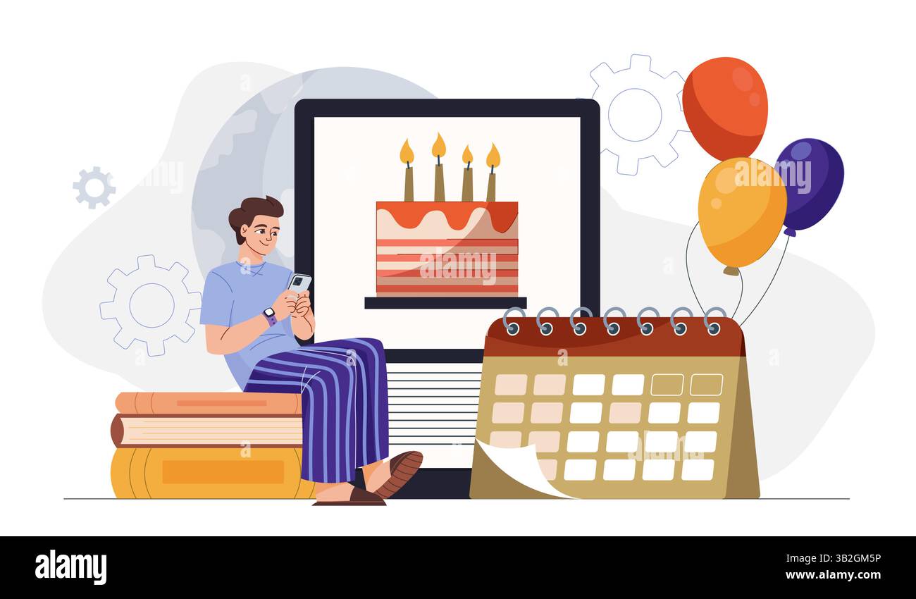 Birthday reminder notification concept. Vector illustration Stock ...