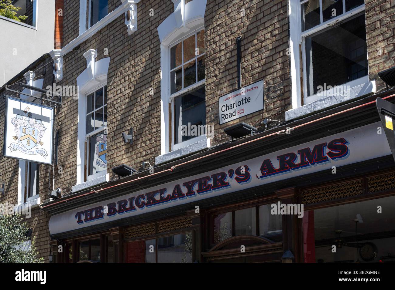 LONDON, UK - APRIL 06, 2025: Sign outside the Bricklayers Arms pub in ...