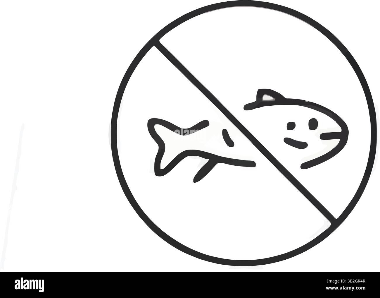 Black-and-White No Fishing Symbol Illustration Stock Vector Image & Art ...