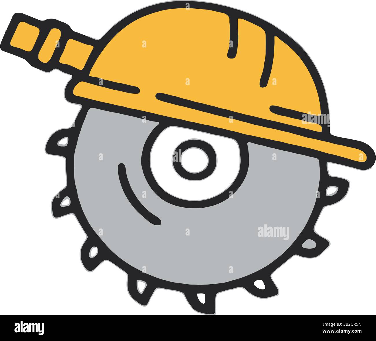 Cartoon Circular Saw Blade with Hard Hat Stock Vector Image & Art - Alamy