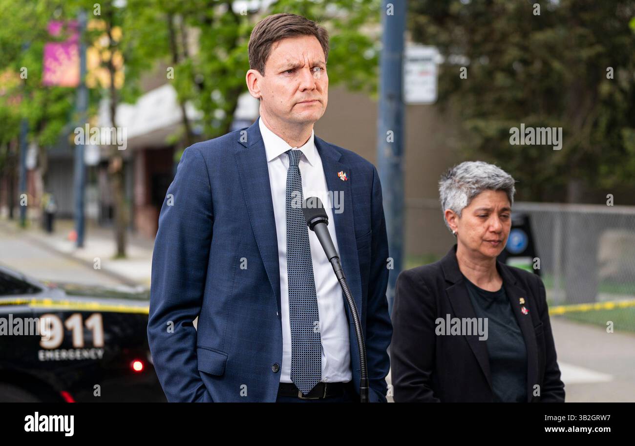 Vancouver, Canada. 27th Apr, 2025. BC Premier David Ebby and MLA Mable ...