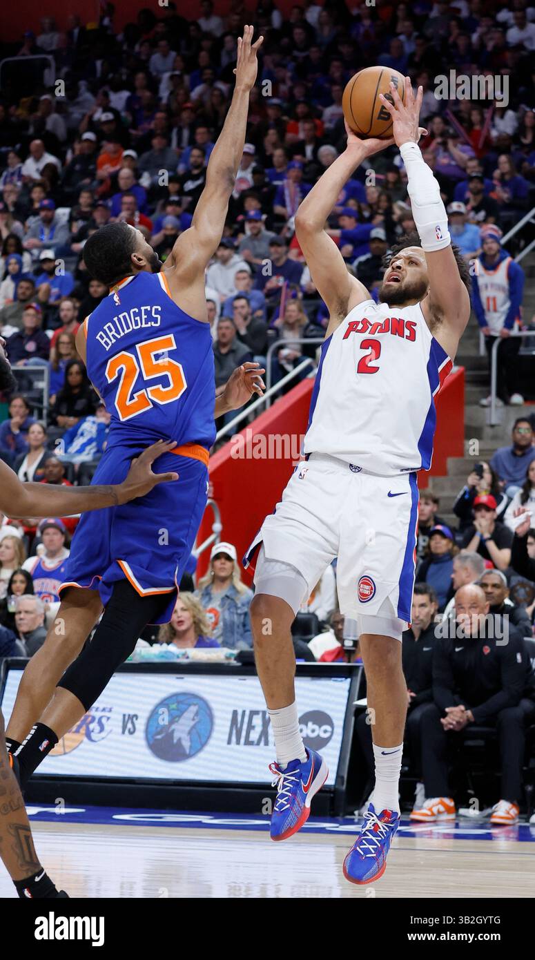 Detroit Pistons guard Cade Cunningham (2) takes a jump shot against New ...