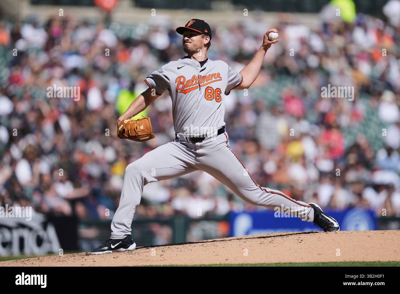Baltimore Orioles pitcher Grant Wolfram throws against the Detroit ...