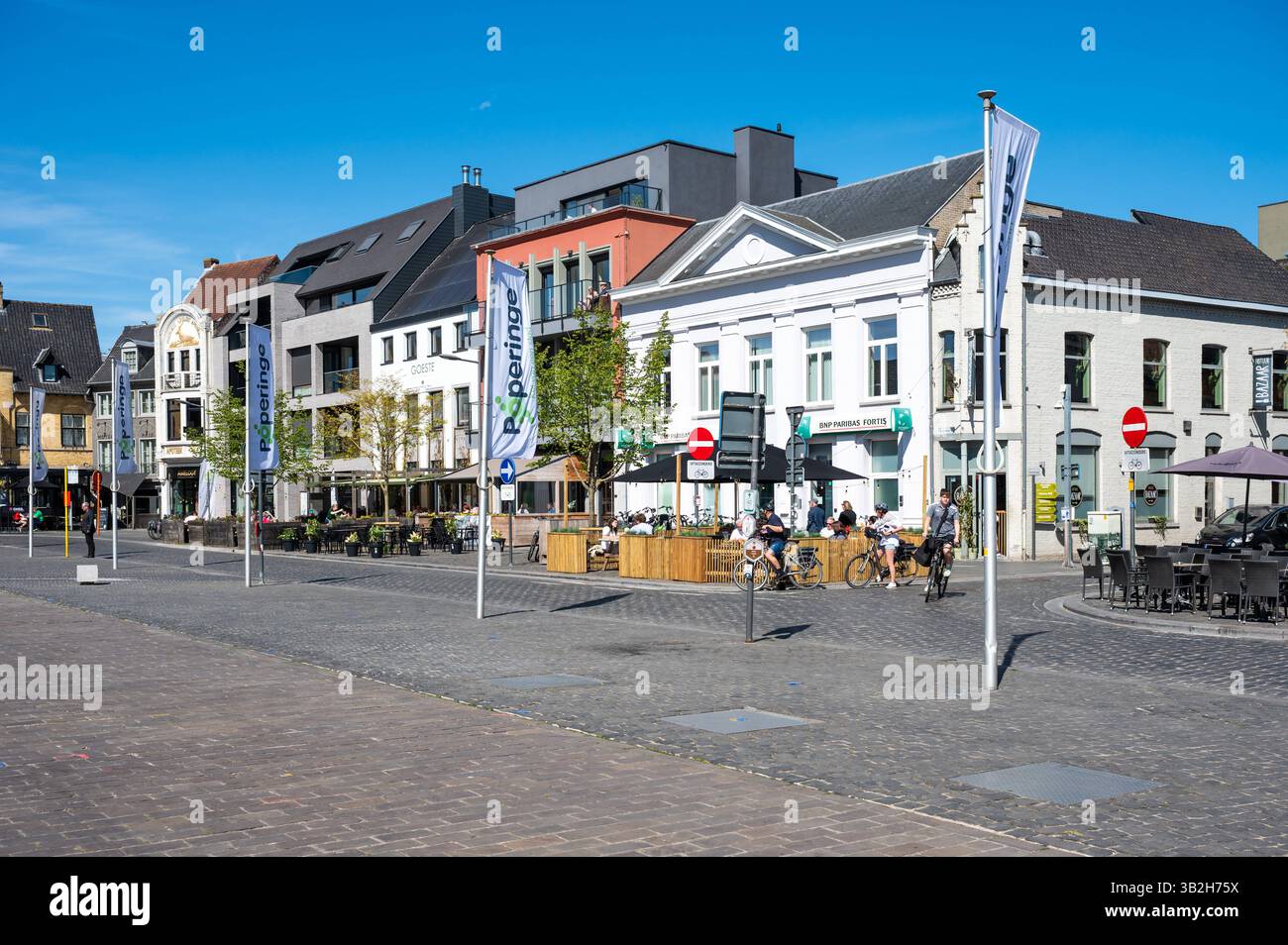 The old market square of Poperinge, West Flanders, Belgium, 12 April ...