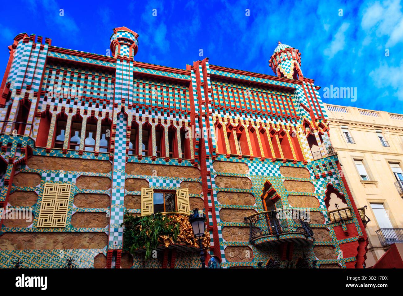 Facade of Casa Vicens in Barcelona, Spain. It is first masterpiece of ...