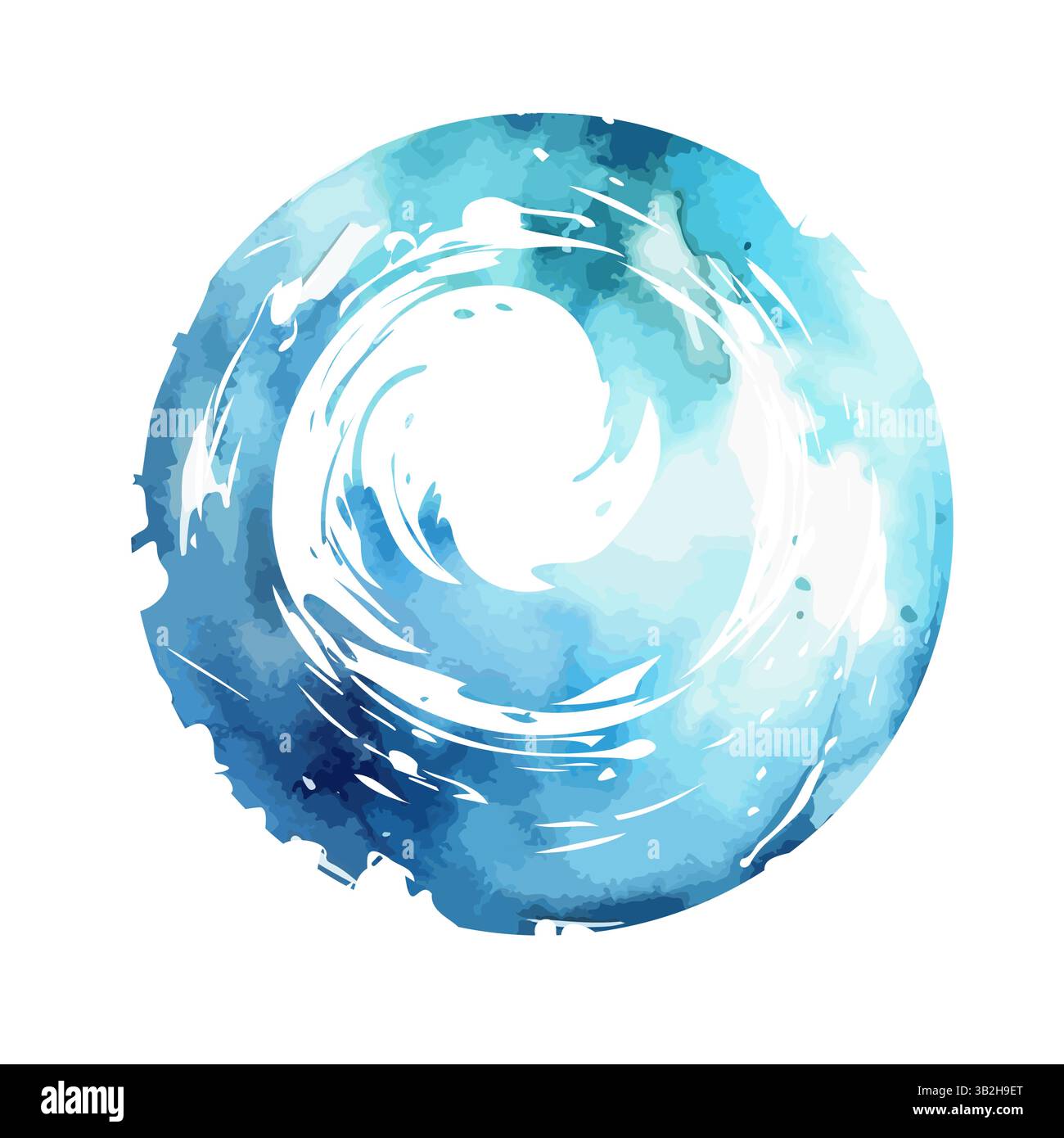 Round blue frame made of blots. Paint texture with drips. Grunge hand ...