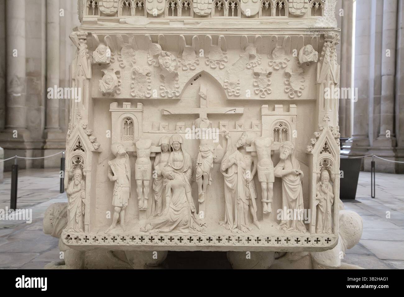 Alcobaca, Portugal - April 2, 2017 - Intricate stone carvings of tomb ...
