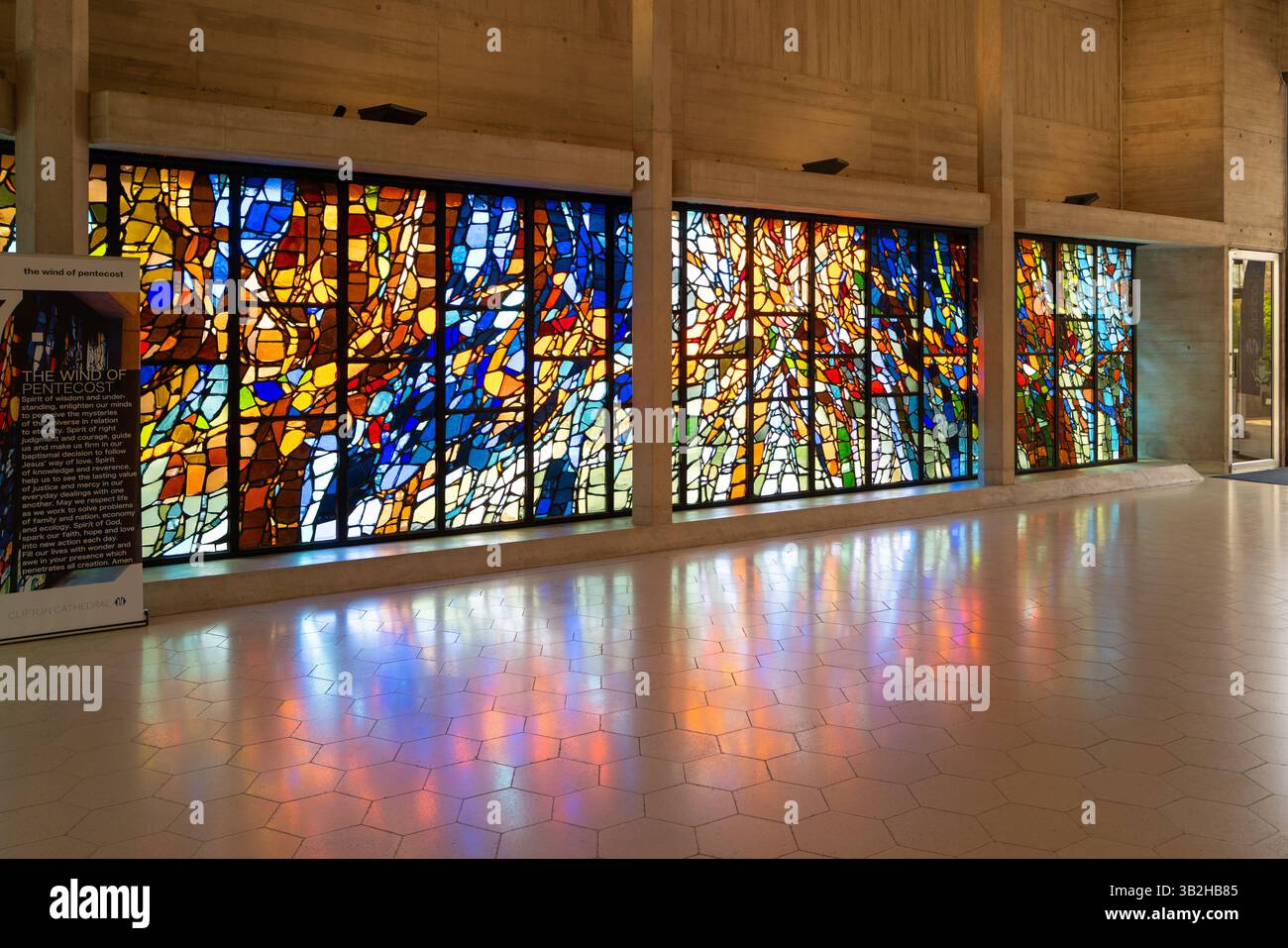 the coloured windows of Clifton cathedral in the city of Bristol UK ...