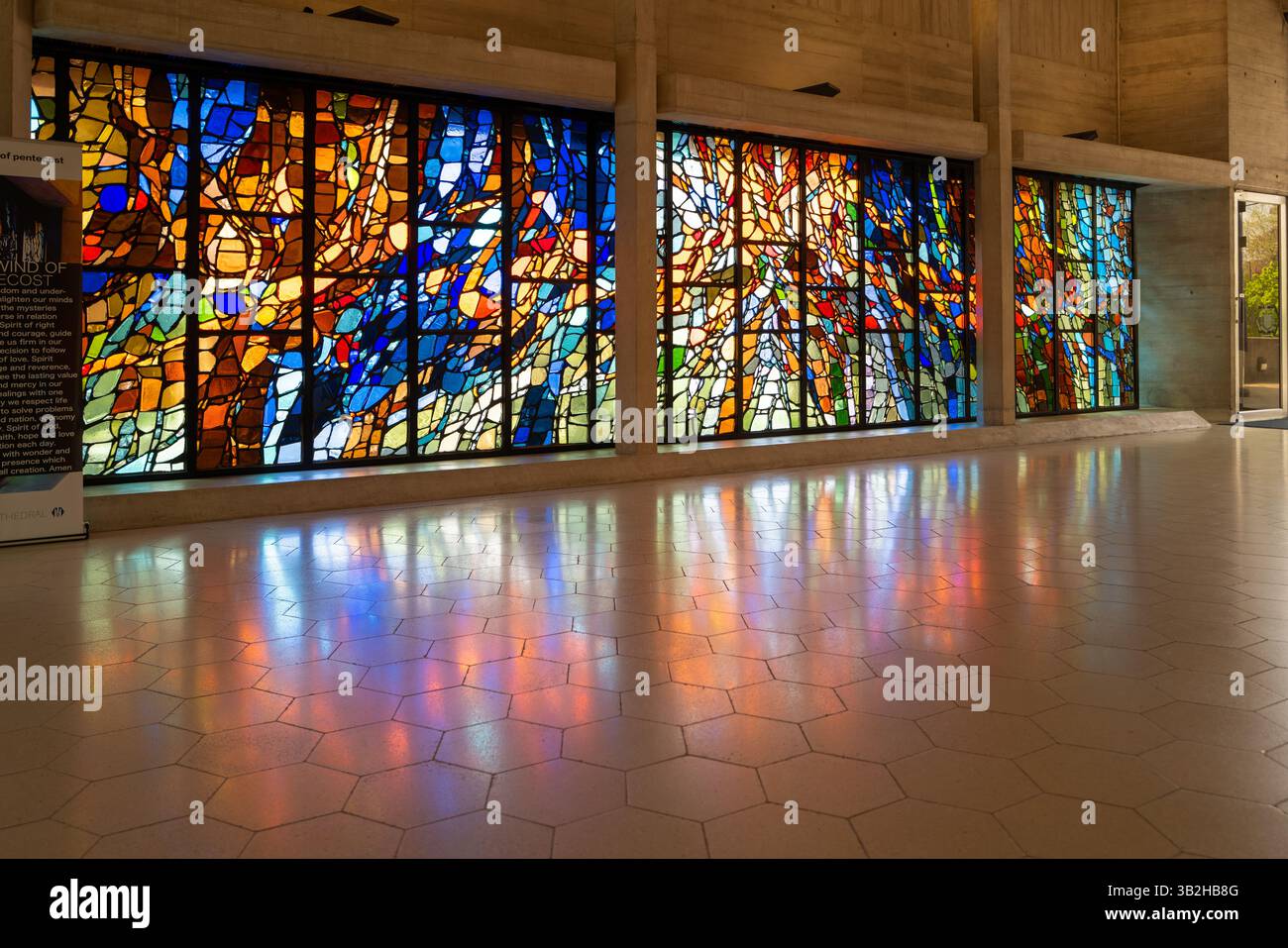 the coloured windows of Clifton cathedral in the city of Bristol UK ...
