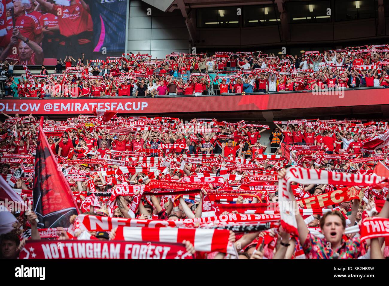 London, England on 27 April 2025. Nottingham Forest fans ahead of the ...
