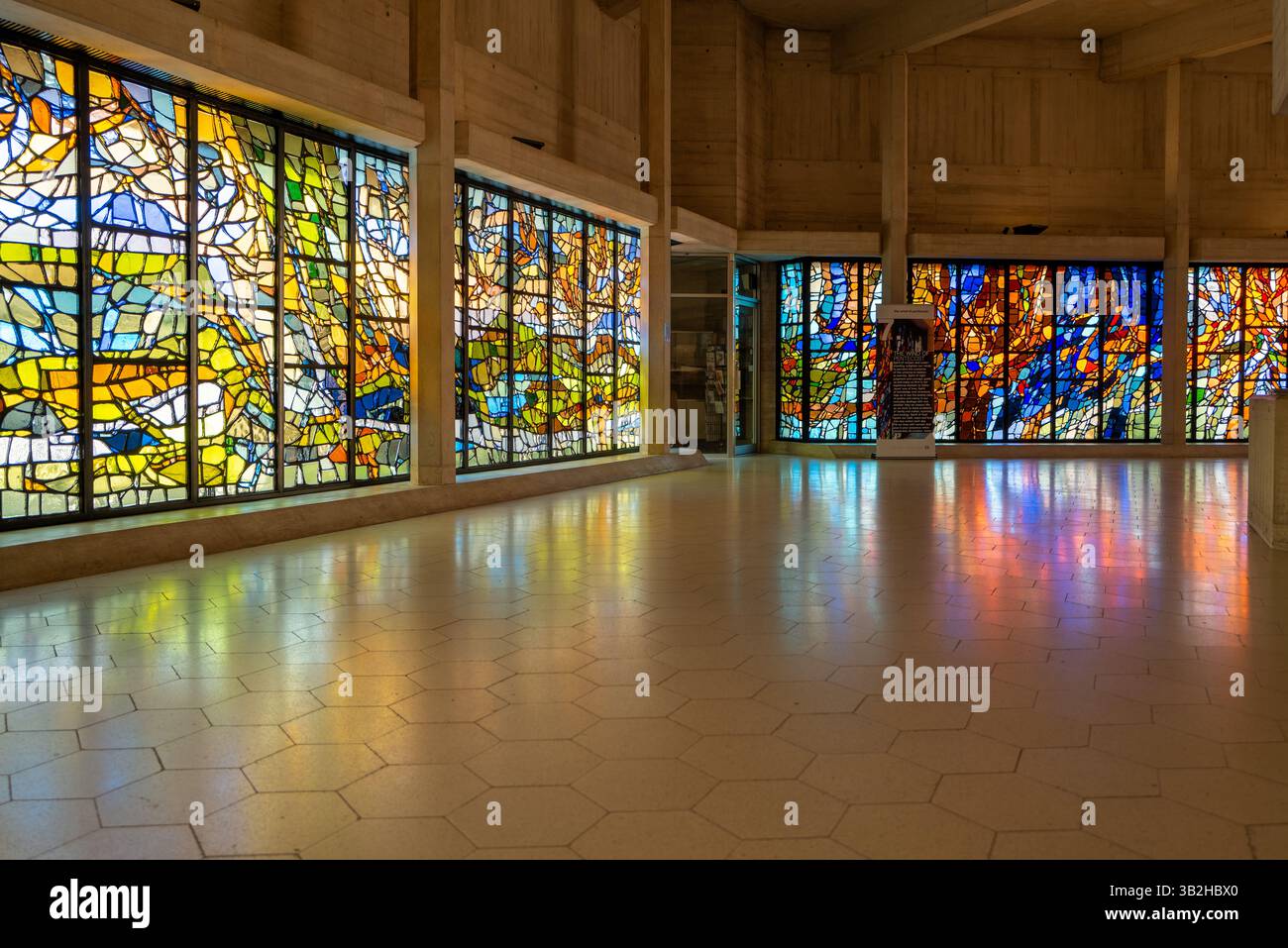 the coloured windows of Clifton cathedral in the city of Bristol UK ...