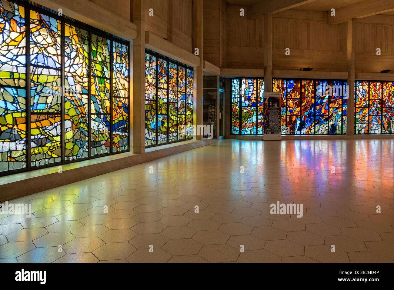 the coloured windows of Clifton cathedral in the city of Bristol UK ...
