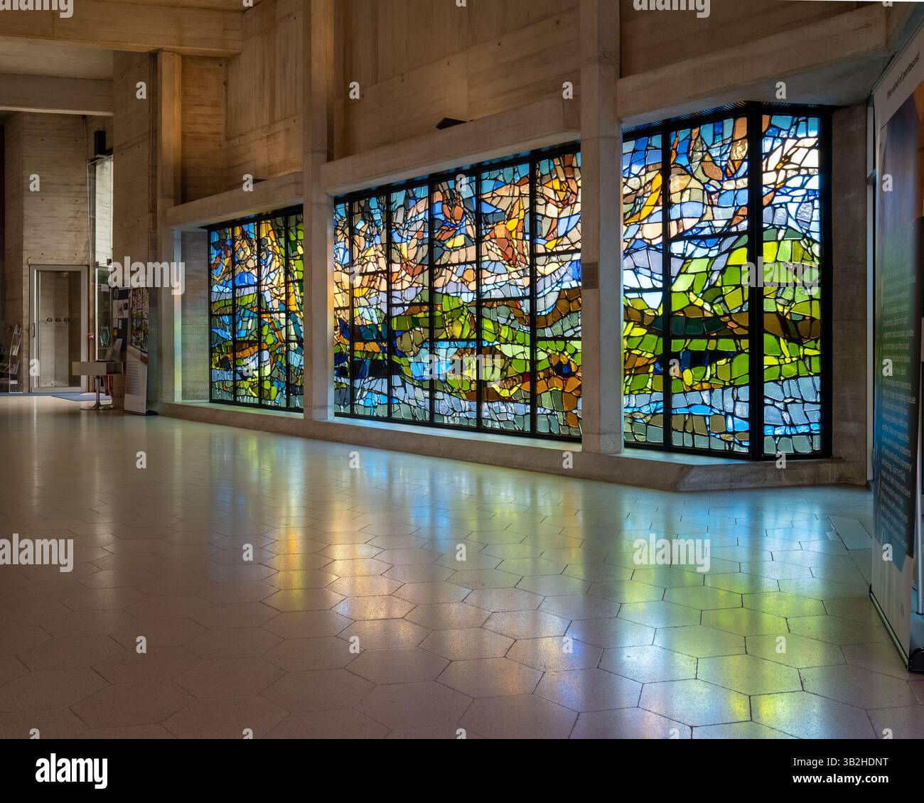 the coloured windows of Clifton cathedral in the city of Bristol UK ...