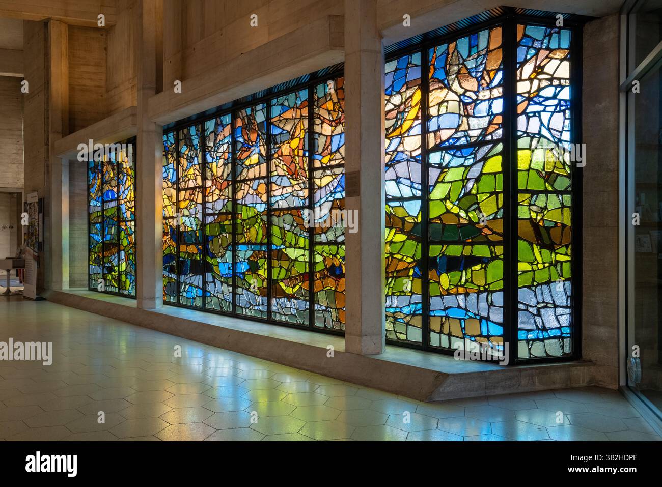 the coloured windows of Clifton cathedral in the city of Bristol UK ...