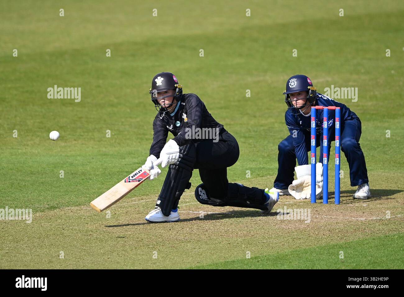 Southampton, UK, 27 April 2025. Alice Monaghan of Surrey batting during ...