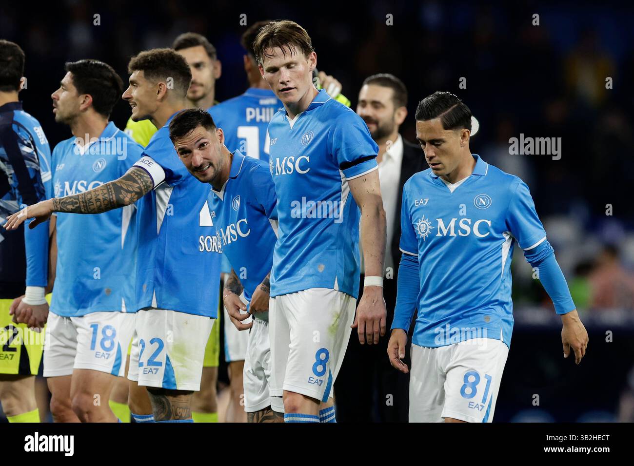 Naples, Italy. 27th Apr, 2025. Ssc napoli celebrate victory match ...