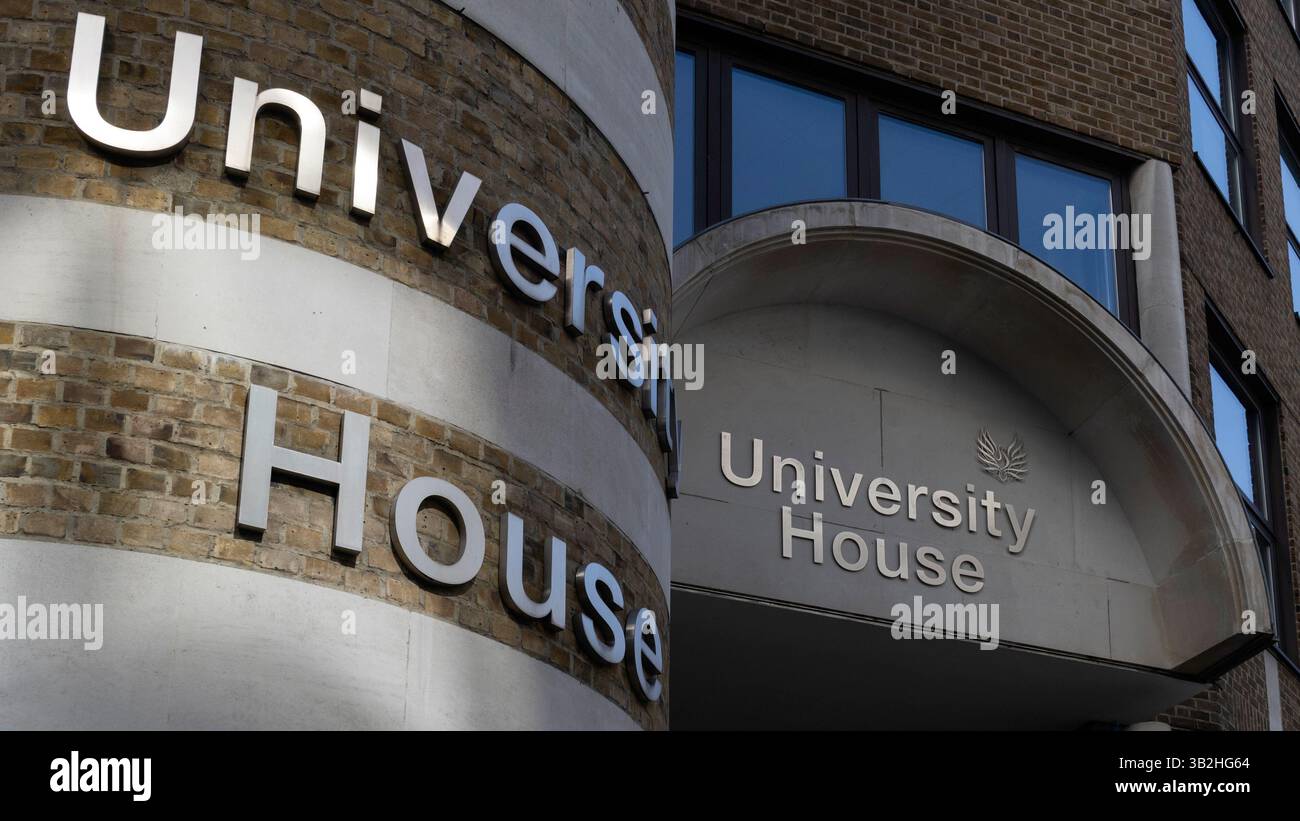 LONDON, UK - APRIL 06, 2025: Sign outside of University House, Campus ...
