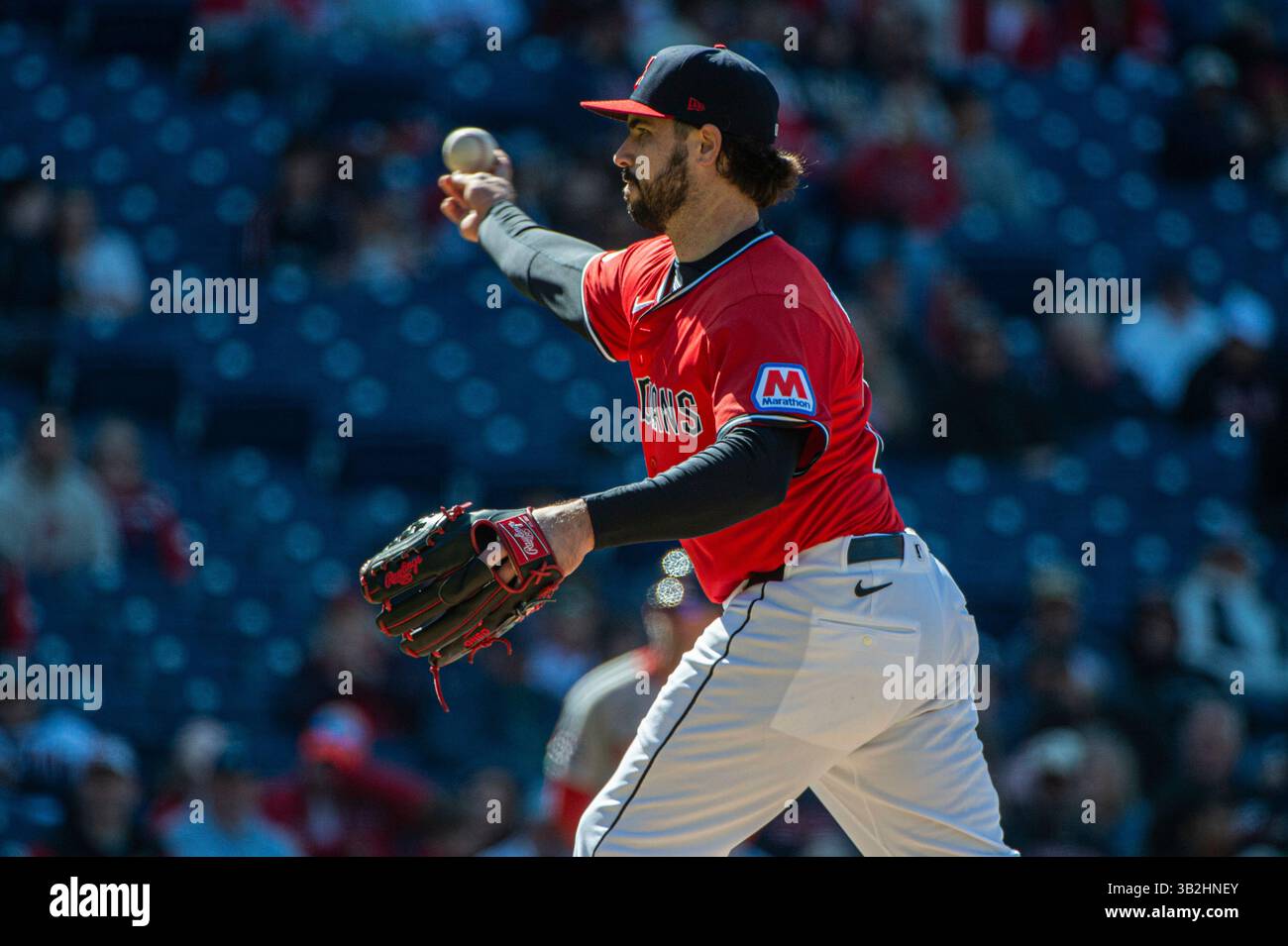 Cleveland Guardians catcher Austin Hedges fills in as a relief pitcher ...