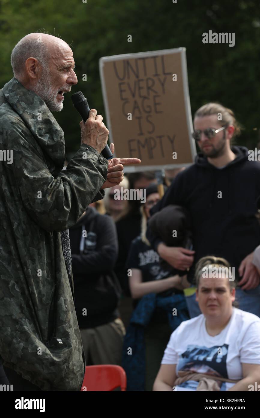 April 26, 2025, Huntingdon, England, UK: Veteran animal rights activist ...