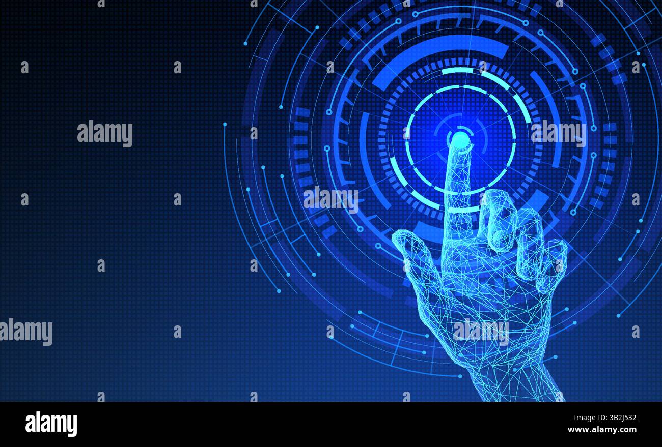 Digital hand touch. Technology innovation, AI system, futuristic ...