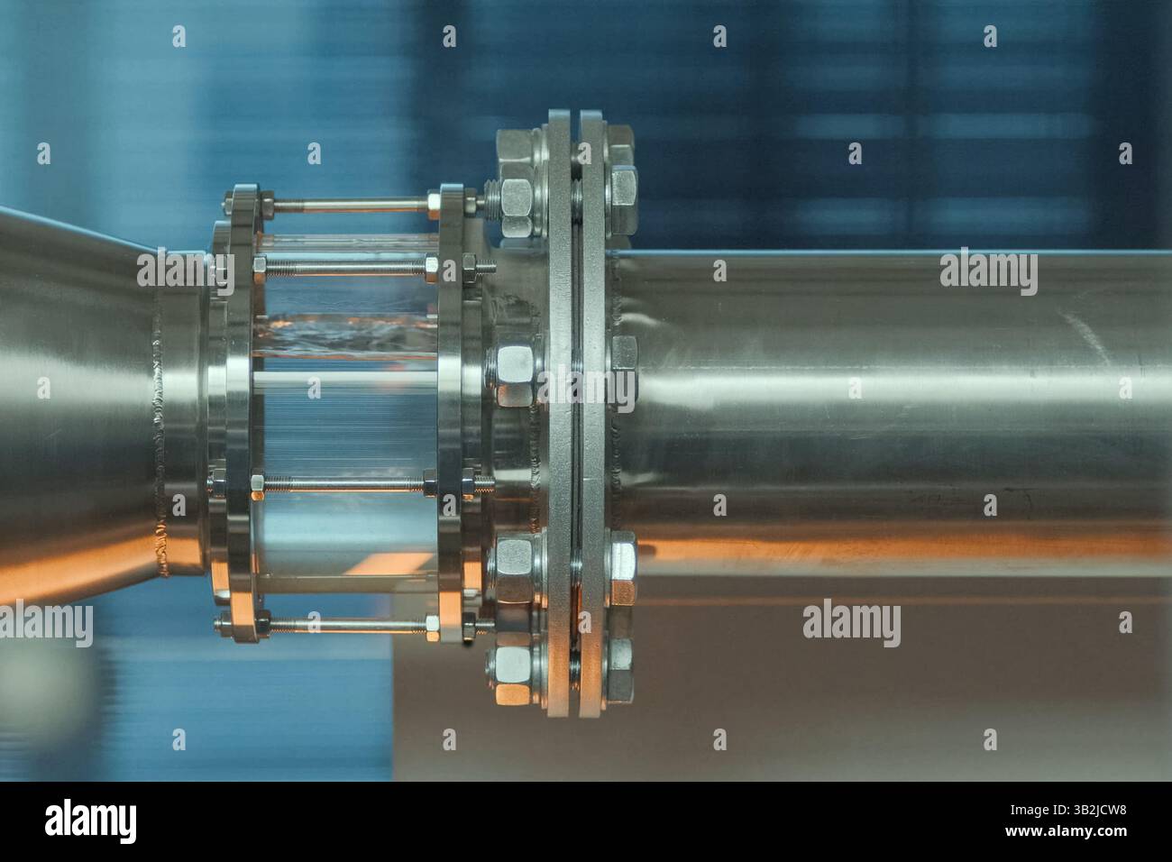 Transparent section of the pipeline for research. Hydrodynamics Stock ...