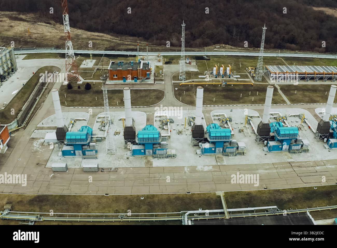 Gas compressor station. Natural gas treatment plant Stock Photo - Alamy