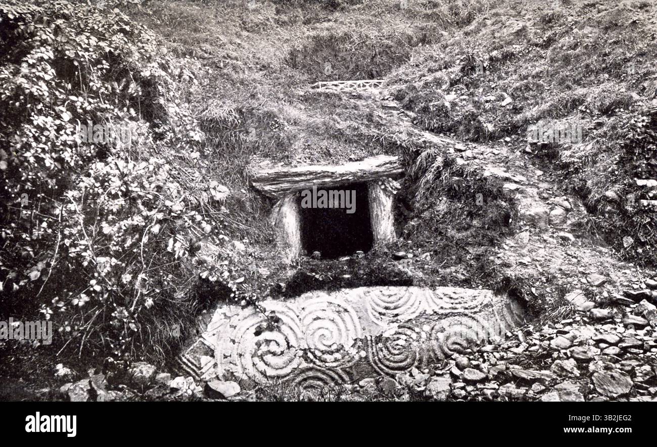 This 1905 photo shows the entrance to the cairn at Newgrange. Newgrange ...