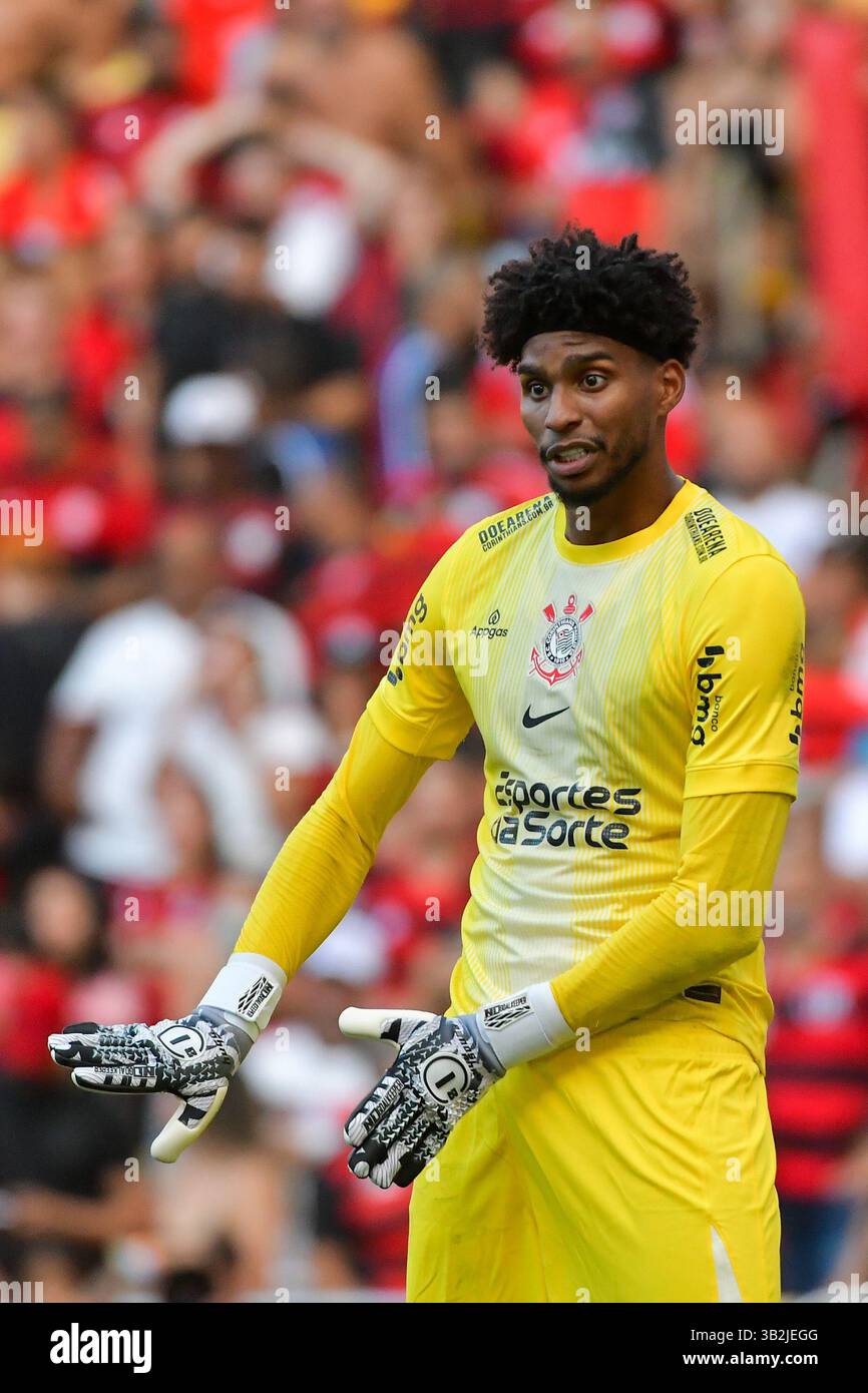 Rio de Janeiro, Brazil. 27th Apr, 2025. Goalkeeper Hugo Souza of ...
