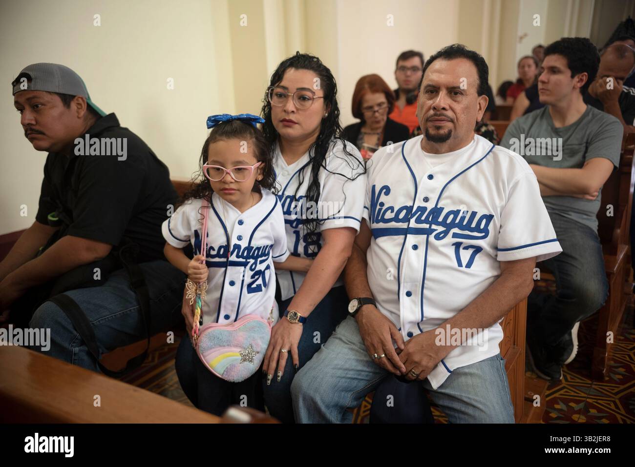 Exiled Nicaraguans attend a Mass in honor of others exiled from the ...