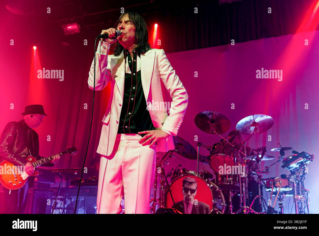 Bobby Gillespie, lead singer of Primal Scream performs live during a concert at Liverpool ...