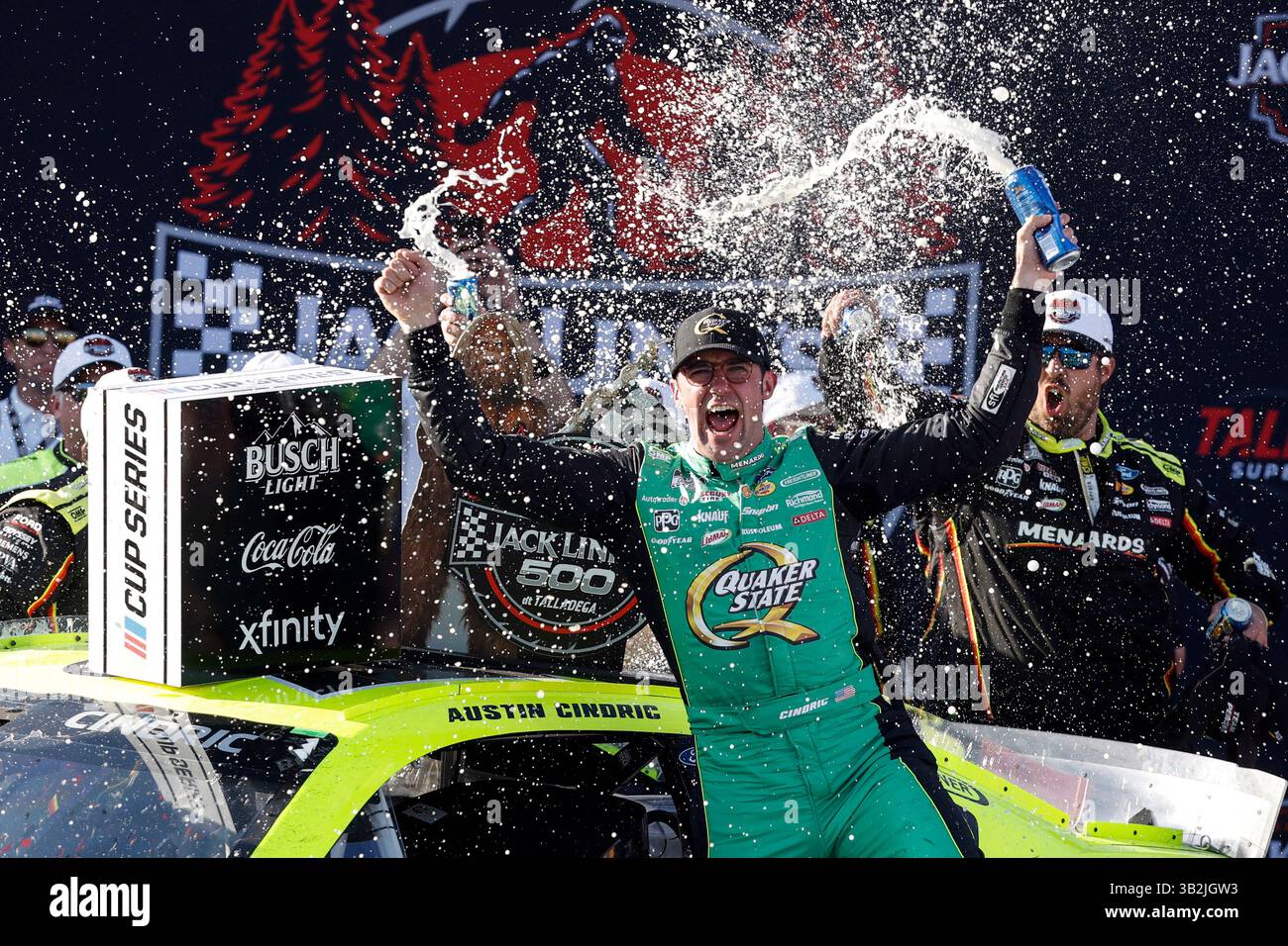 NASCAR Cup Series driver Austin Cindric celebrates after winning a ...