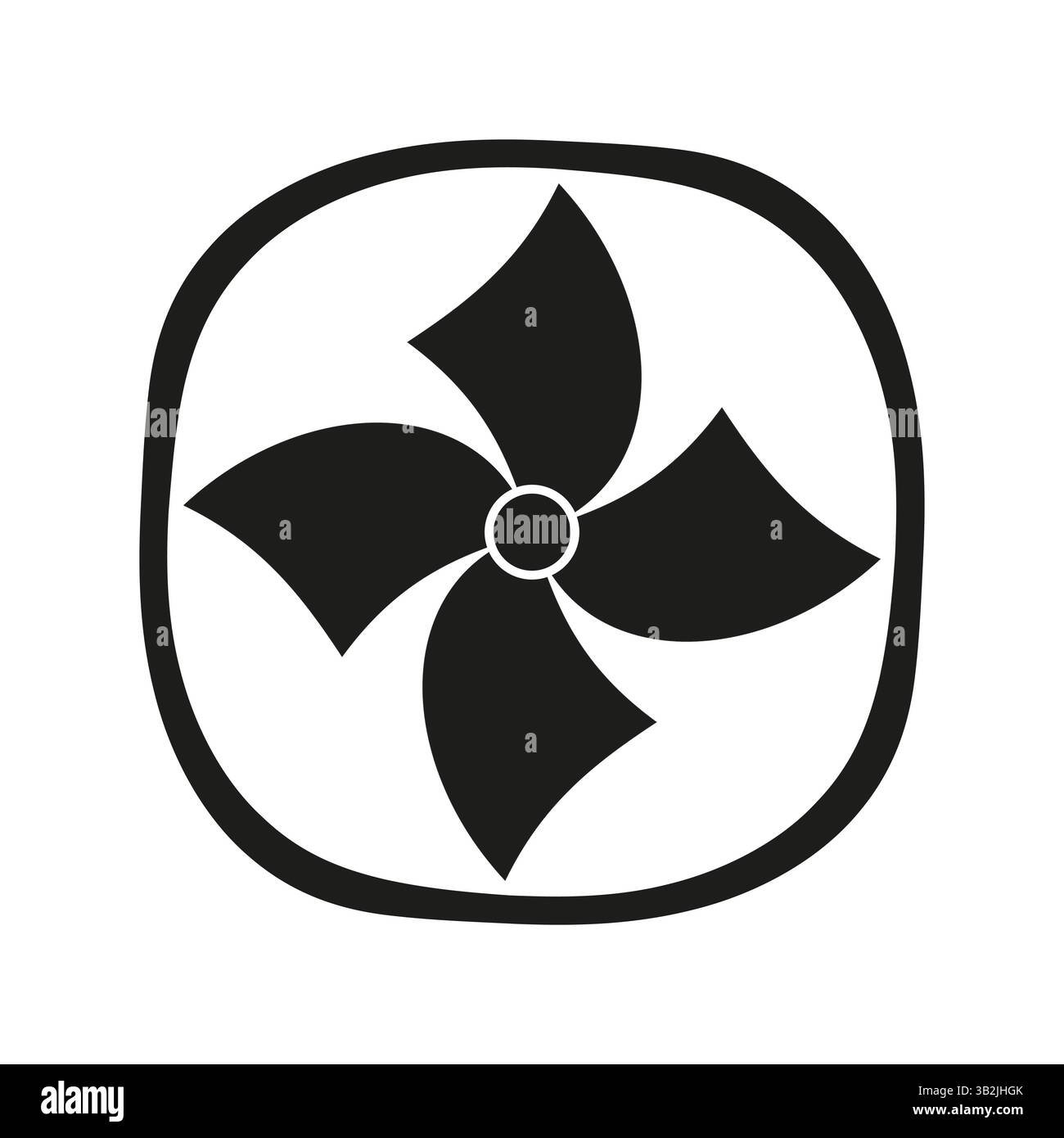 Fan icon. Airflow rotation shape. Propeller curved figure. Vector ...