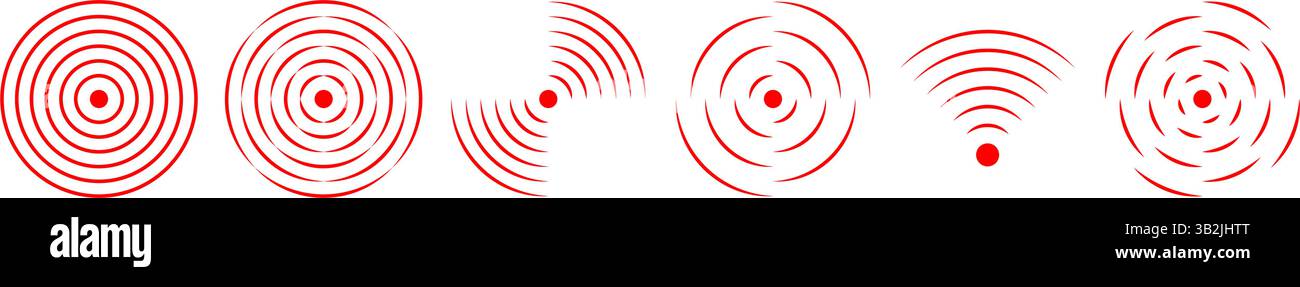Pain localization or target icons. Sore, hurt, ache or inflammation ...