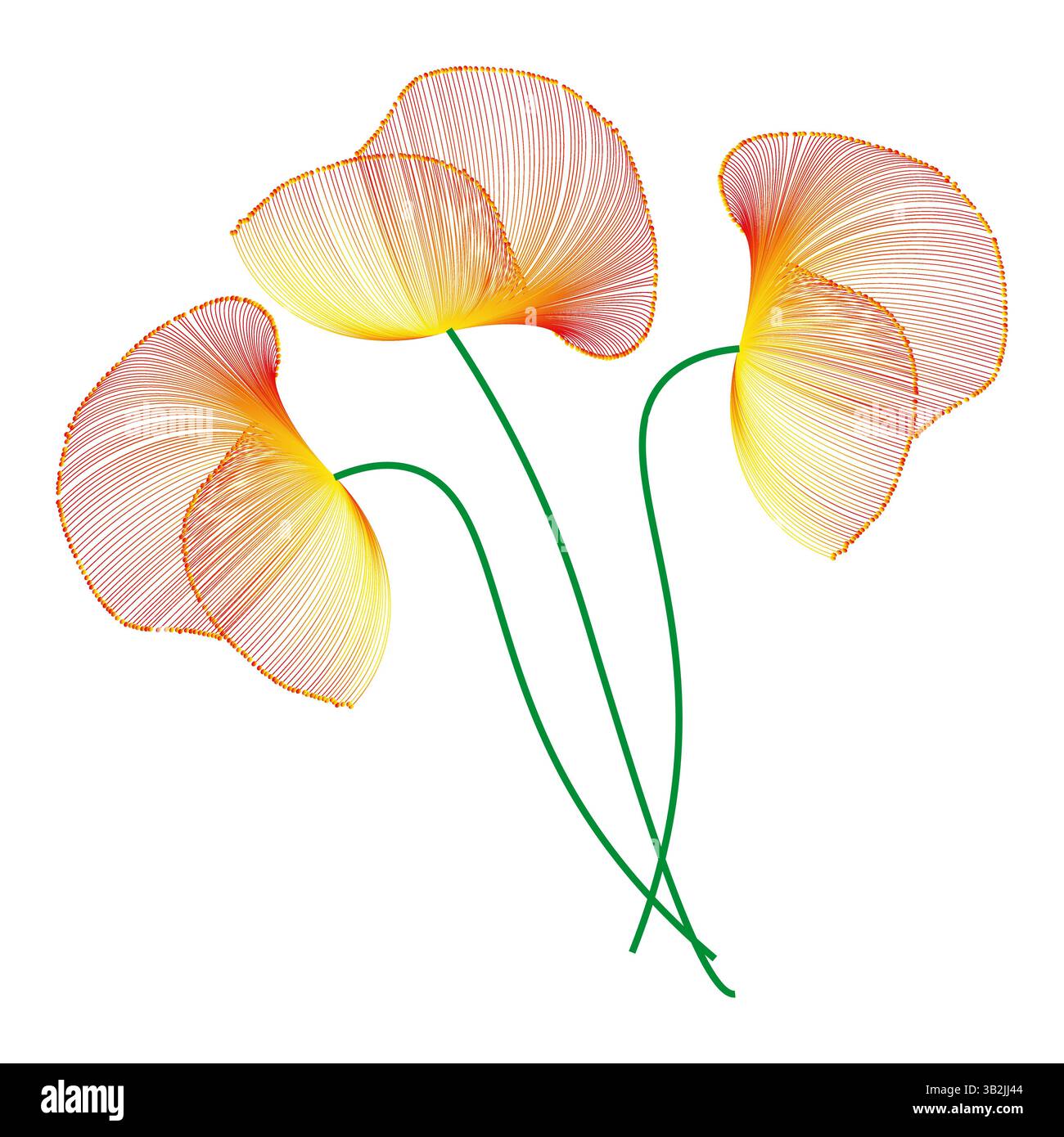 Delicate flower illustration. Soft petal form. Organic line figure ...