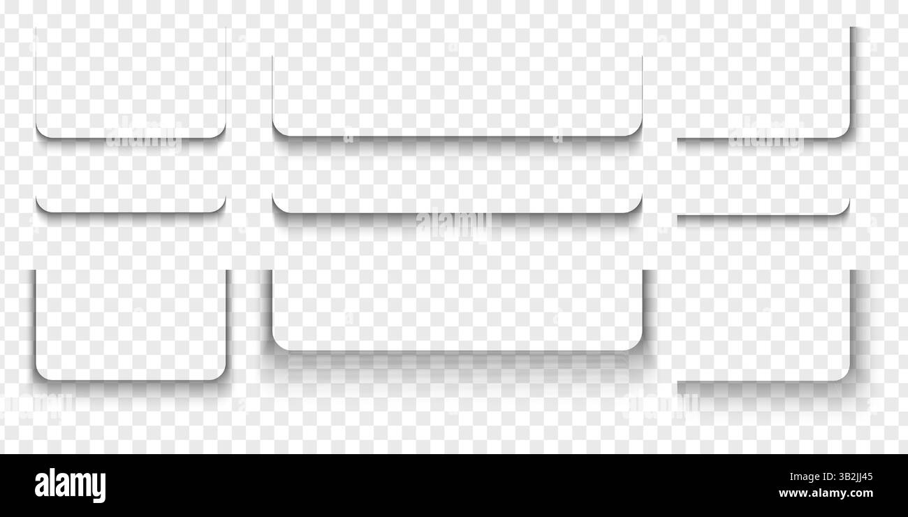 Set of rectangular packing box, web banner or card shadow effects ...
