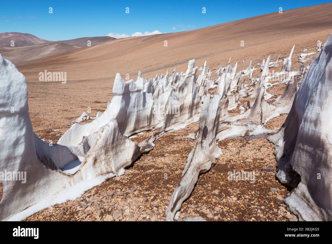 Unusual snow formation kalgaspors in the Chile mountains, South America ...